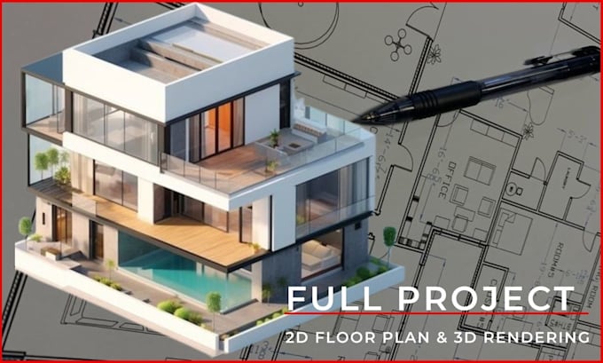 Do architectural design, including 2d floor plan and 3d rendering by Mustafa_sirazy | Fiverr