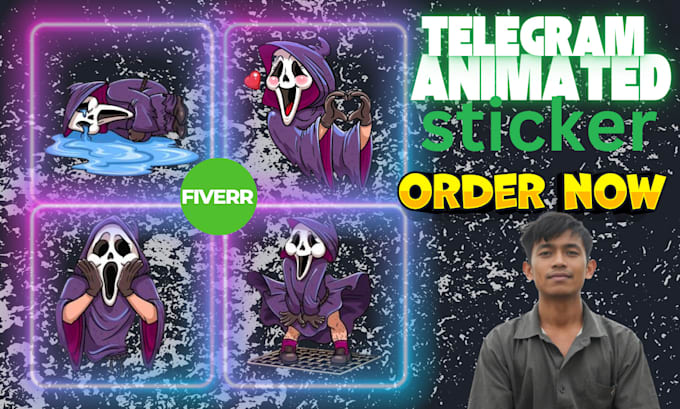 Do custom furry animated telegram sticker ,fursona ,gif furry telegram ...