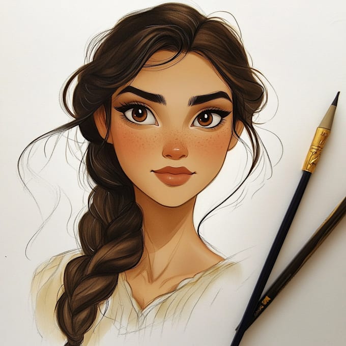Draw a portrait in semi realism disney cartoon style by Catagludu | Fiverr