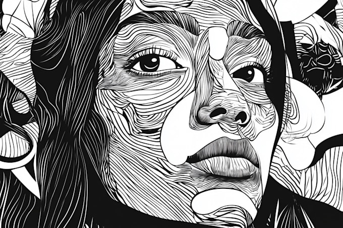 Create a detailed vector art portrait black and white by Esdellman | Fiverr