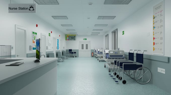Design 3d hospital ward and hallway,clinic,landscape design,revit ...