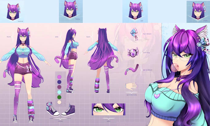 Rig 3d vtuber model vroid anime character, live2d vtuber model pngtuber ...