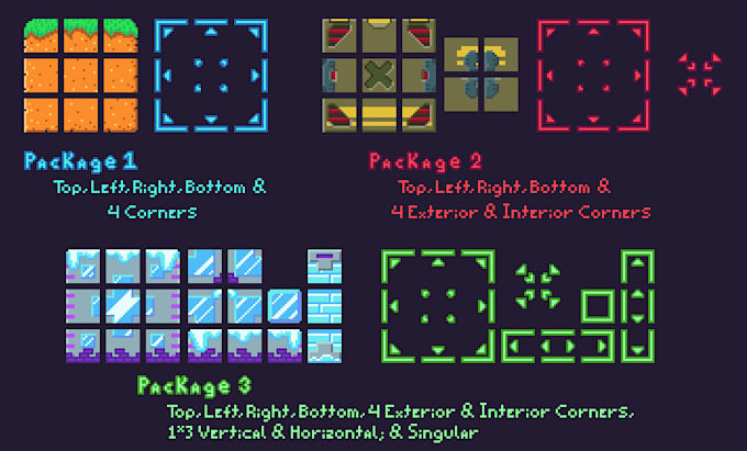 Create pixel art tile sheets for your 2d platformer by Bluemind27 | Fiverr