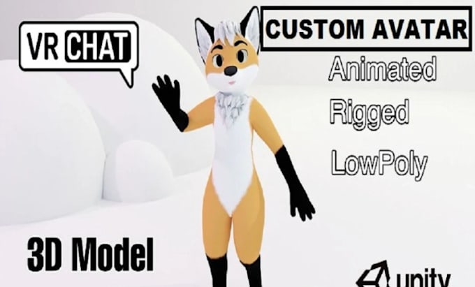 Do high quality furry vrchat 3d model, vtuber vrchat vrc avatar avi in unity by Explaineranima ...