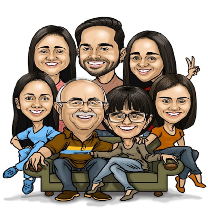 Draw group cartoon, superhero cartoon caricature, portrait family ...