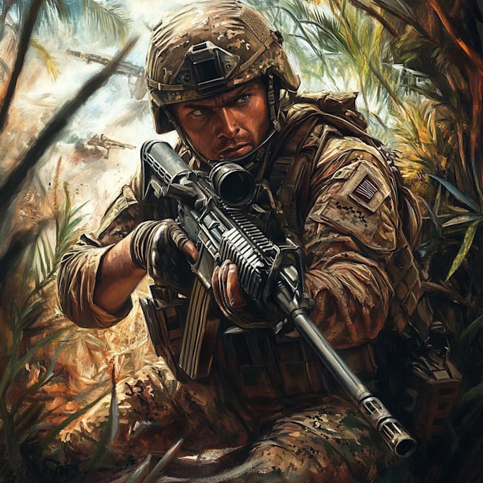 Draw military themed anime and tactical for you by Delntewler | Fiverr