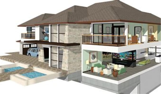 Remodel real estate property contemporary house design, cgi, exterior ...