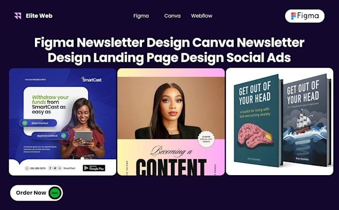 Figma newsletter design canva newsletter design landing page design social ads by Elite_w3b | Fiverr