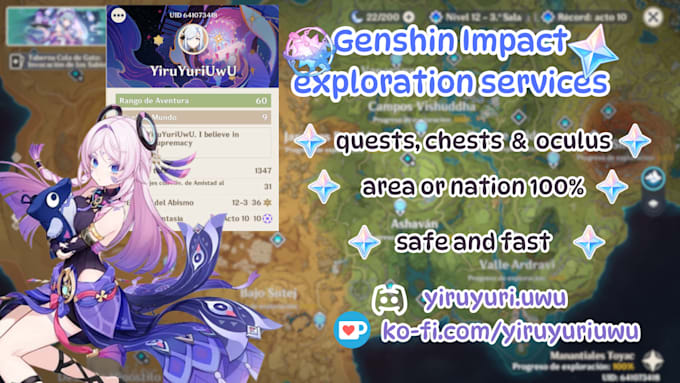 Genshin impact exploration services by Yiruyuriuwu | Fiverr