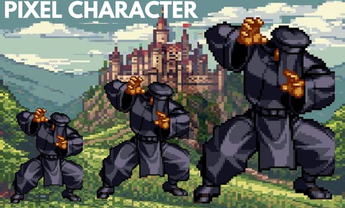 Draw 2d retro pixel sprite sheet pixel animation 2d pixel game ...