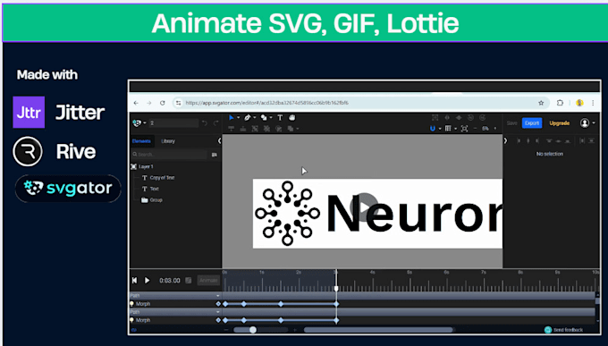 Animate svg, lottie, gif for website or mobile app using svgator, jitter, rive by Utypaul | Fiverr