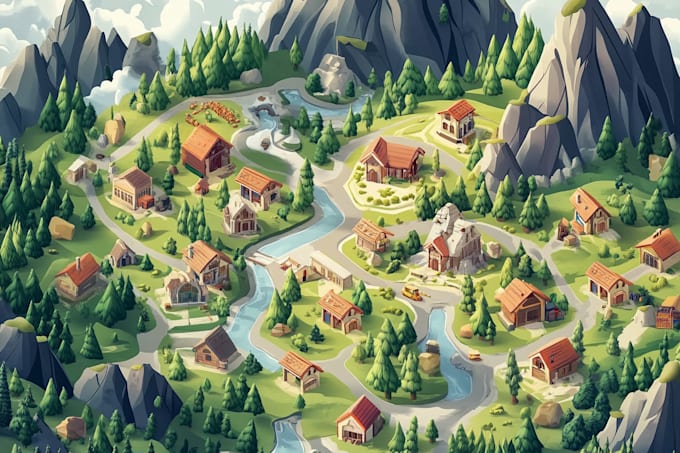 Design vector or isometric map illustration by Soraylenn | Fiverr