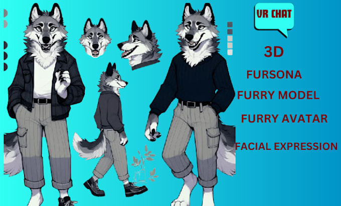 Create custom vrchat avatar furry headshot fursona 3d model nsfw by Sendaya | Fiverr