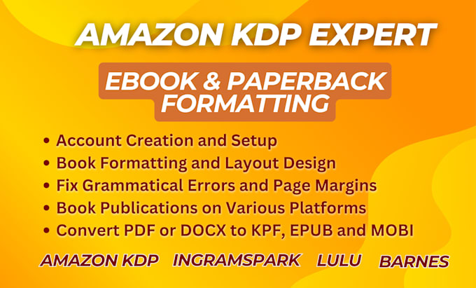 Formate ebook and design paperback layout epub kpf amazon kdp book ...