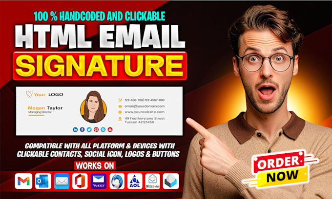 Make a clickable html email signature for outlook, gmail, apple mail etc by Designs_mentor1 | Fiverr