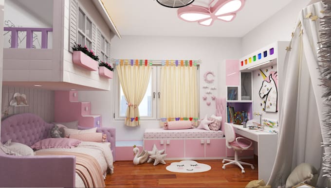 Model interior design,revit 3d kids room,play room ,interior design,3d ...