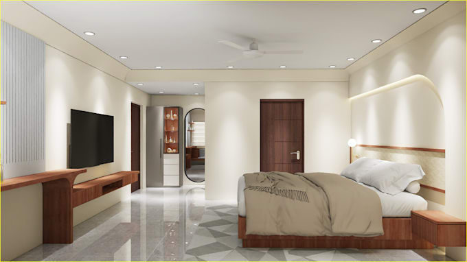 Modernize bedroom interior, luxury villa render, bathtub, cozy bedroom,animation by Kirisih | Fiverr