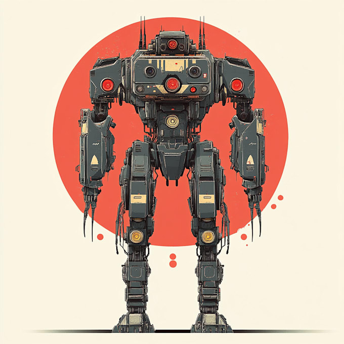 Custom futuristic mecha robot character illustration art by Sinever ...