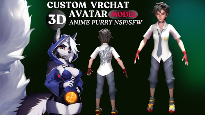 Design exclusive custom vrchat avatar model furry anime model vrchat ...
