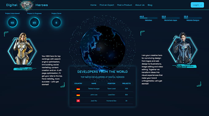 Create a hud design website using react tailwind and threejs by Tobias_krugerdh | Fiverr