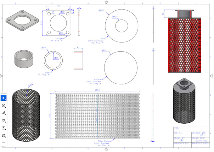 3d model with 2d layout drawings, and stp, dxf files by Stinkfish | Fiverr