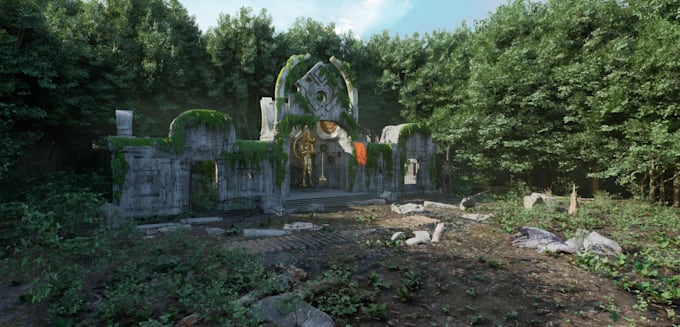 Do 3d game environment level design game background in blender ue environment by Abuh_muidex ...