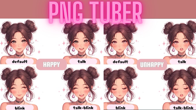 Design png tuber live 2d model rigging vtuber pngtuber gifttuber chibi ...