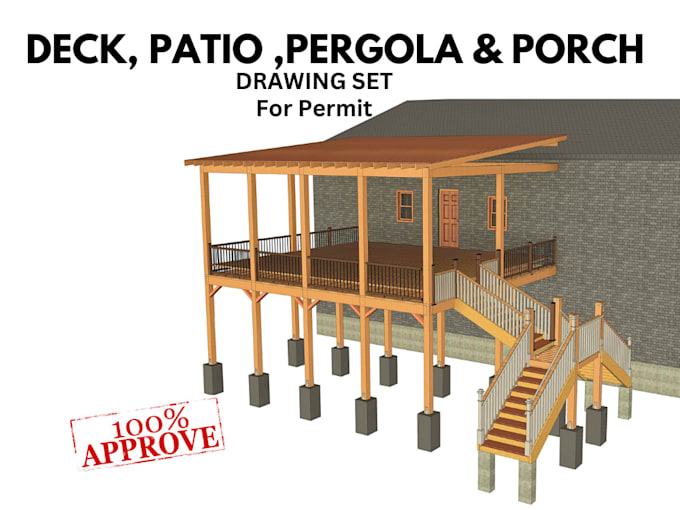 Draw deck, patio,pergola and porch drawing set for permit by Architect ...