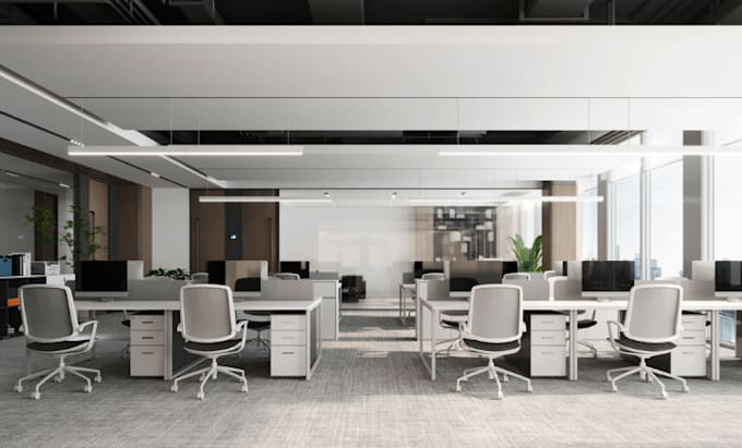 Render 3d cgi office interior design, exterior with photo realistic ...