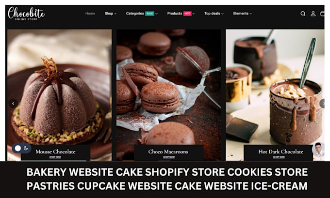 Setup cake shopify store bakery website cookies store pastries cake ...