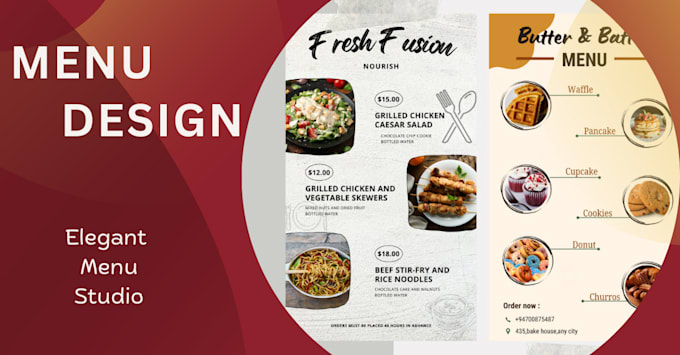 Create original editable menu design and creative food and beverage ...