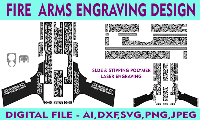 Create custom firearms laser or gun engraving design ai8 svg dxf files ...