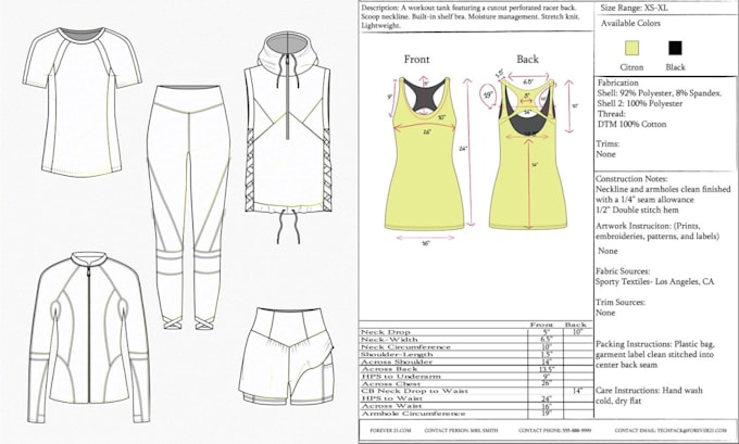Create a tech pack for your premium activewear apparel by Sam_jessee ...