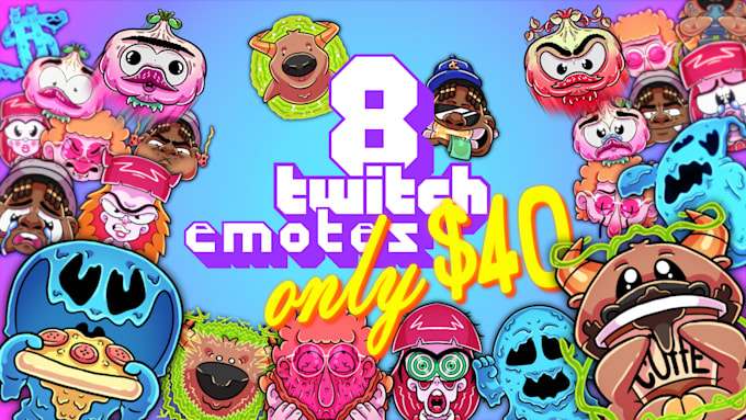 8, 12 or 18 twitch n kick emotes by Whitecollins | Fiverr