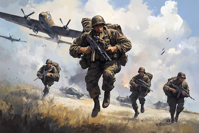 Draw military themed illustrations by Cearrlland | Fiverr
