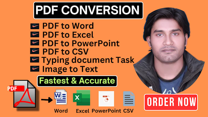 Convert pdf to word, excel, csv, powerpoint, and typing task by Faisalyounis662 | Fiverr