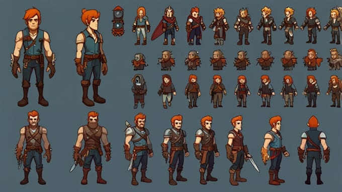 Draw 2d game characters, game assets, game ui design, icons, rendering ...