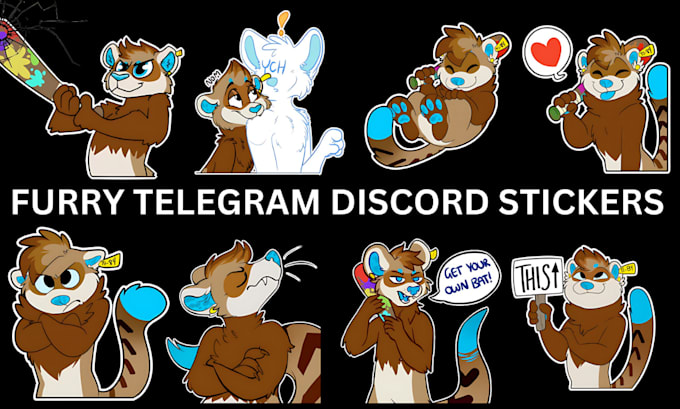 Draw a set of furry telegram stickers, nsfw stickers, discord animated ...