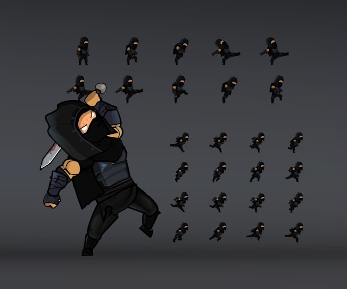Create 2d game character sprite sheet animation fighting attack combo ...