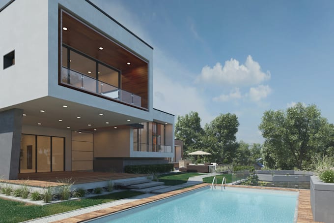 Revamp 3d interior home, vintage building , pool ,realistic render ...