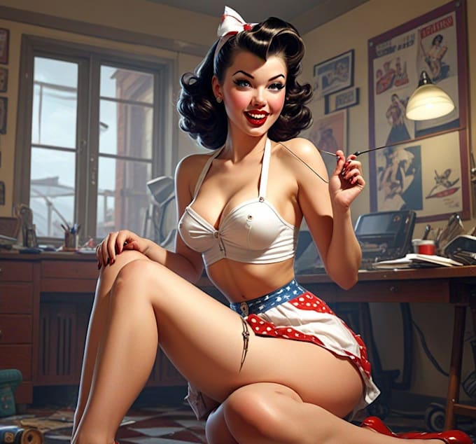 Design a pin up girl portrait and pin up girl by Lolanson | Fiverr