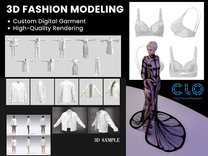Create 3d garments and digital patterns in clo3d by Giada_chen | Fiverr
