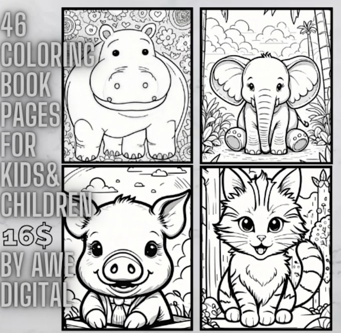 Draw coloring book pages for kids and children by Awe_design46 | Fiverr
