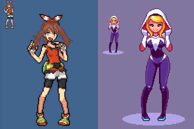 Do 8 bit art character or asset, rpg game sprite sheet, nsfw, pixel ...