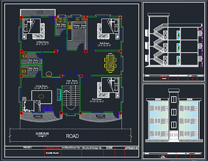 Do 2d architectural autocad drawing, blueprint,floorplan,elevations,section view by Naimul ...
