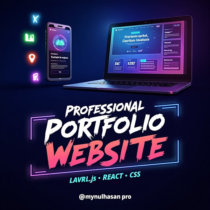 Design a stunning portfolio website laravel inertiajs react tailwind css by Mynulhasan_pro | Fiverr