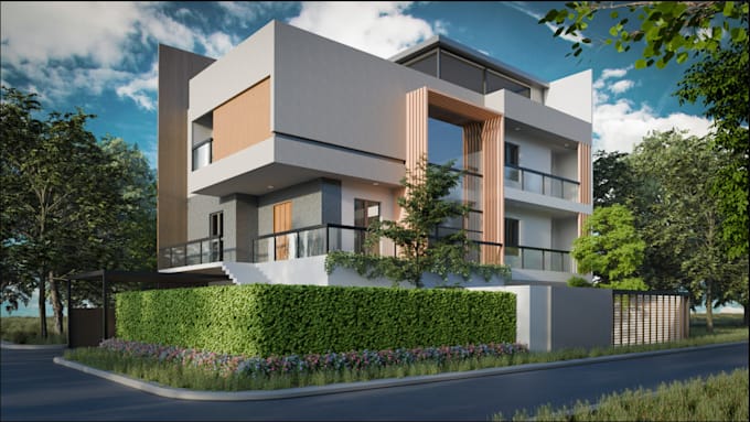 Design 3d exterior house rendering, real estate ,sweet home, landscape ...