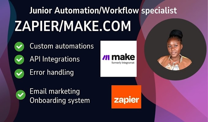Build automations zapier and make workflows by Nel_mails | Fiverr