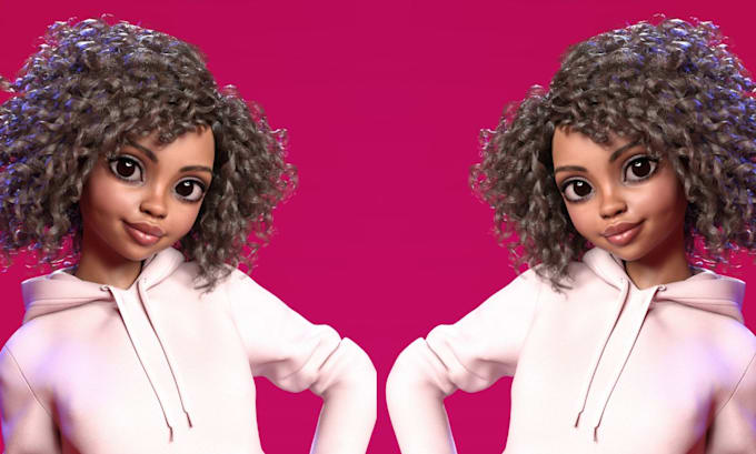 2d 3d cartoon character, chibi, cgi animation, 3d cute pixar 3d bust ...