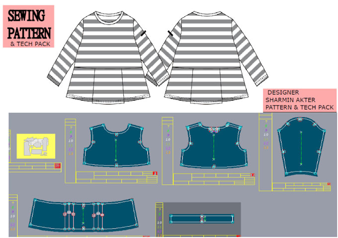 Make garment ,clothing sewing pattern and grading by Sharminaktercad ...